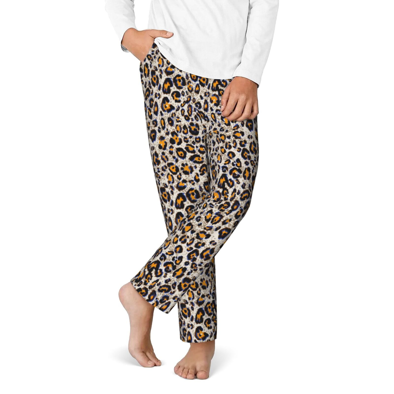 Derioi Leopard for Pajama Pants Men Elastic Waistband Sleep Pajama Pant ...