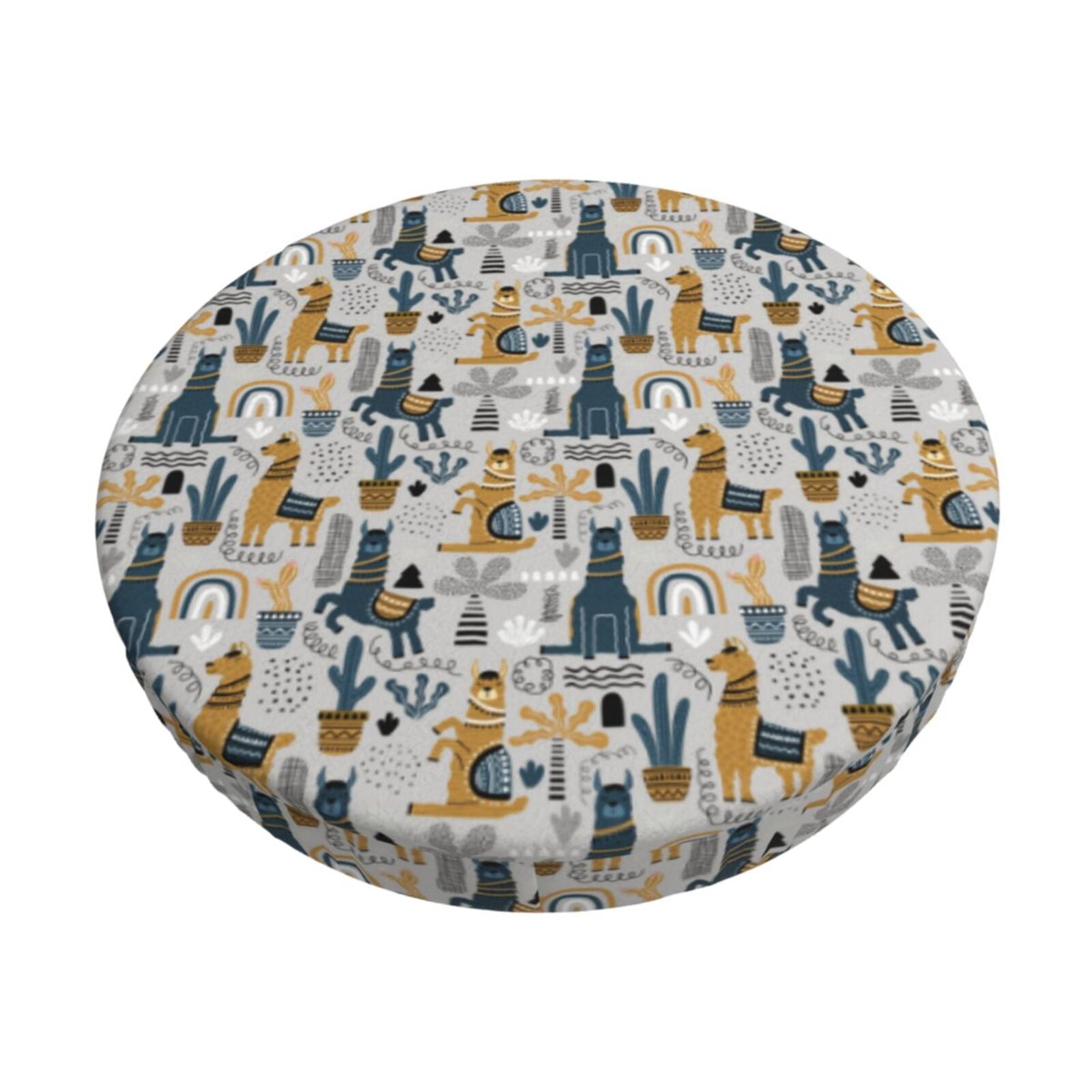 Derioi Llama and Cactus1 for Round Bar Chair Cushion Cover Round Stool ...