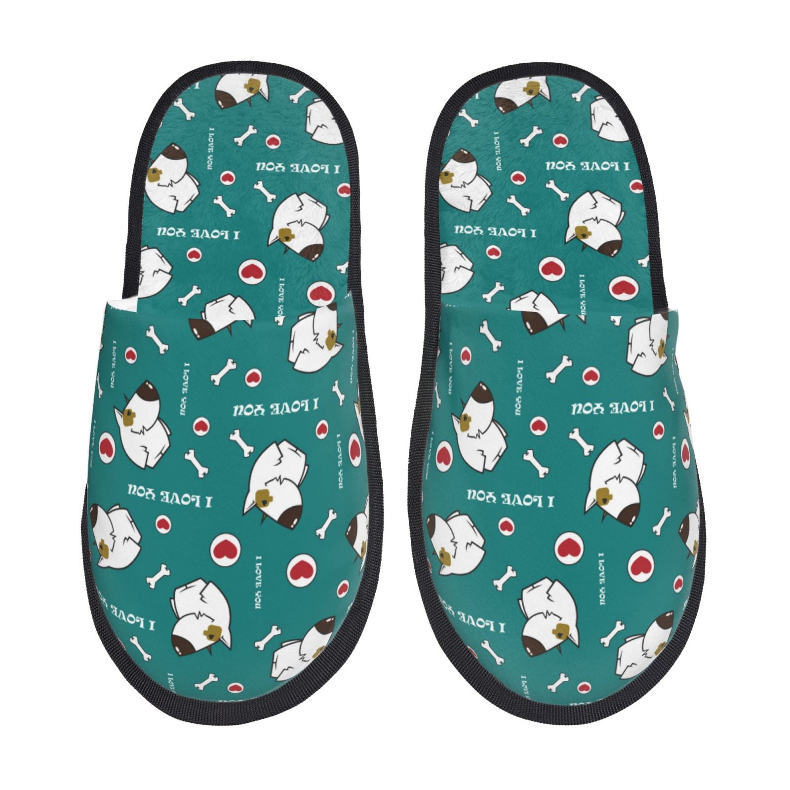 Derioi Love Dog for Slippers Indoor Outdoor Anti-Skid Warm Cozy Slide ...
