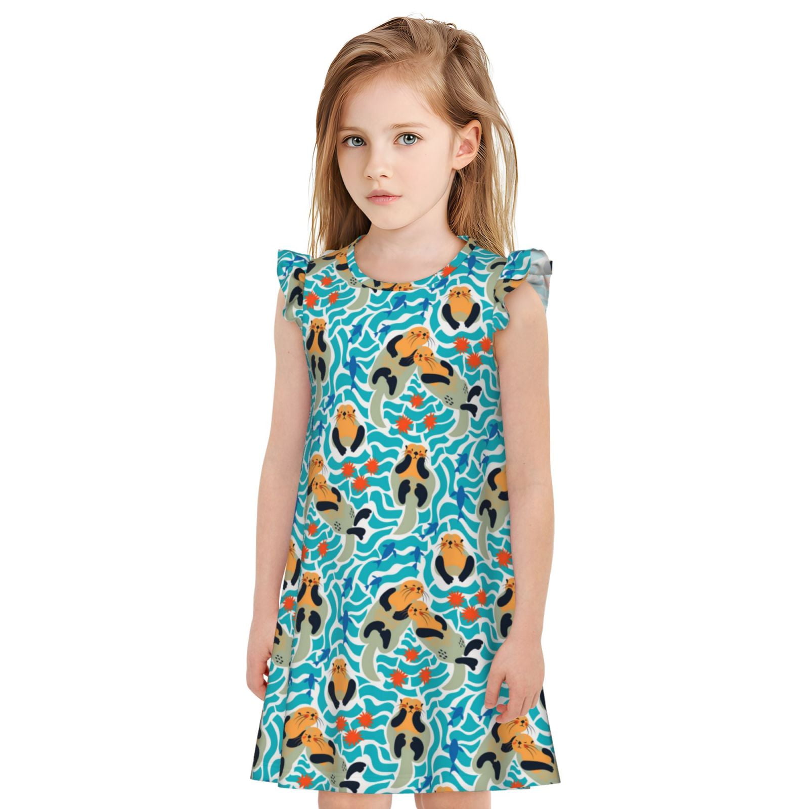 Derioi Lovely Sea Otters for Girls Nightgowns Night Dress Sleepwear ...