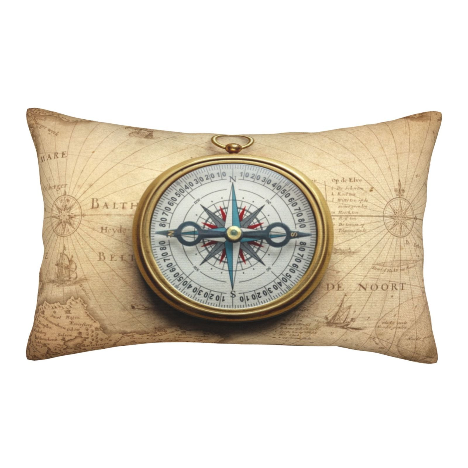 Derioi Magnetic Old Compass On World Map for Double-sided Pillow Cover ...
