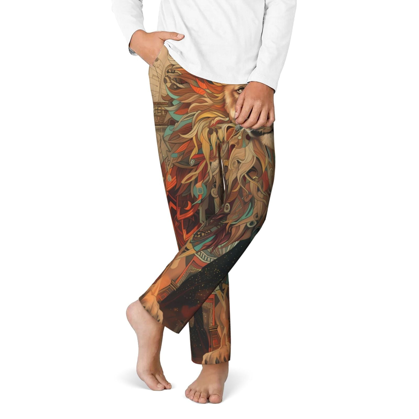 Derioi Majestic Cosmic Lion for Pajama Pants Men Elastic Waistband ...