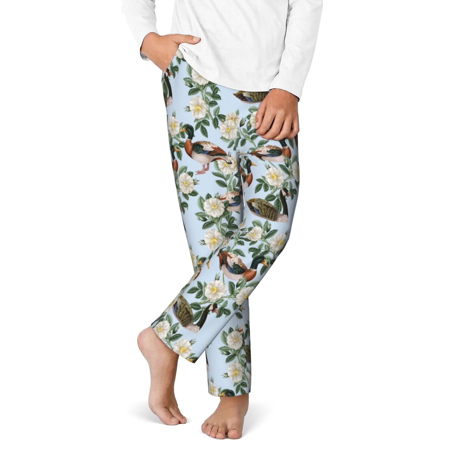 Derioi Mallard Ducks And Roses for Pajama Pants Men Elastic Waistband ...