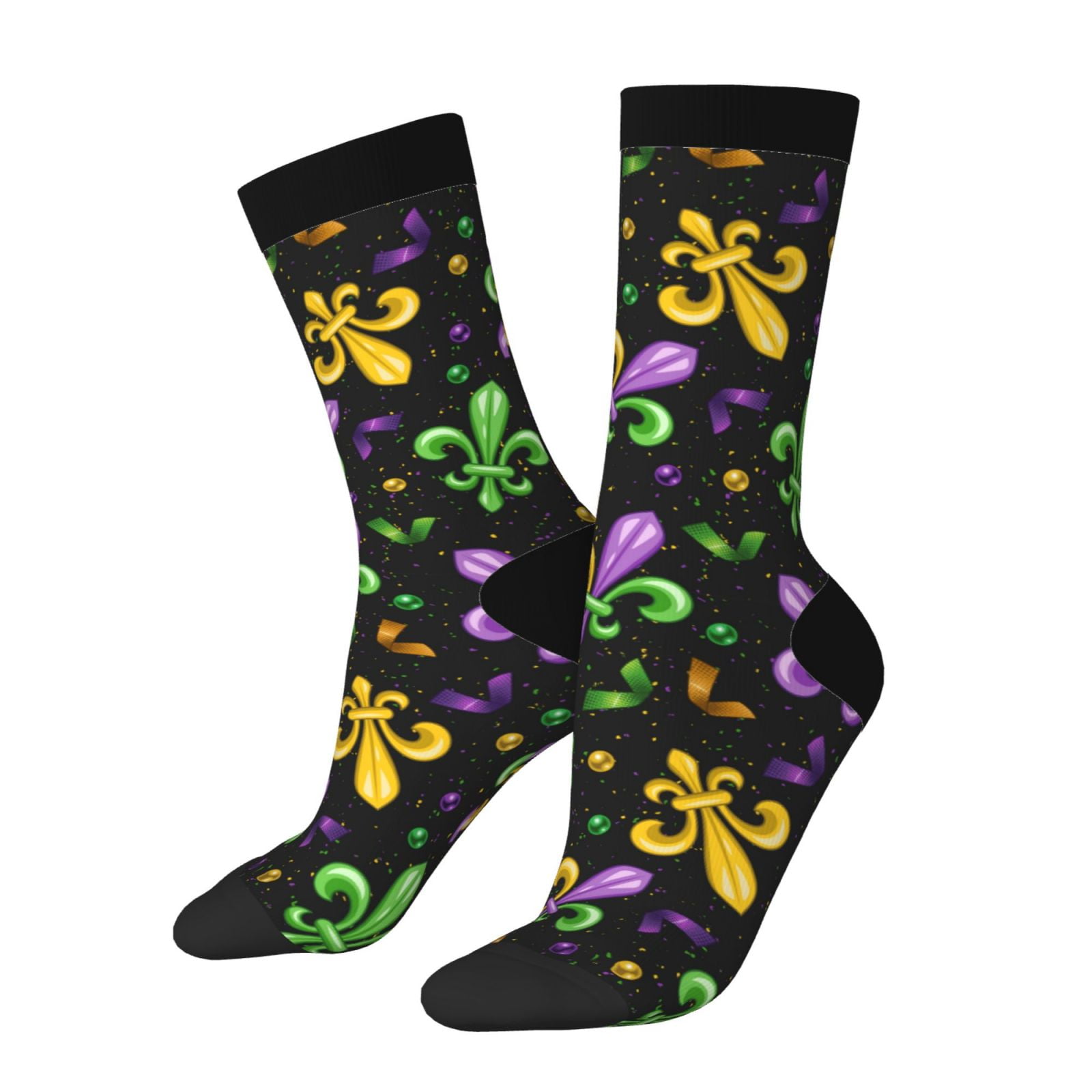 Derioi Mardi Gras Carnival4 Printed Middle Tube Socks for Adults for ...