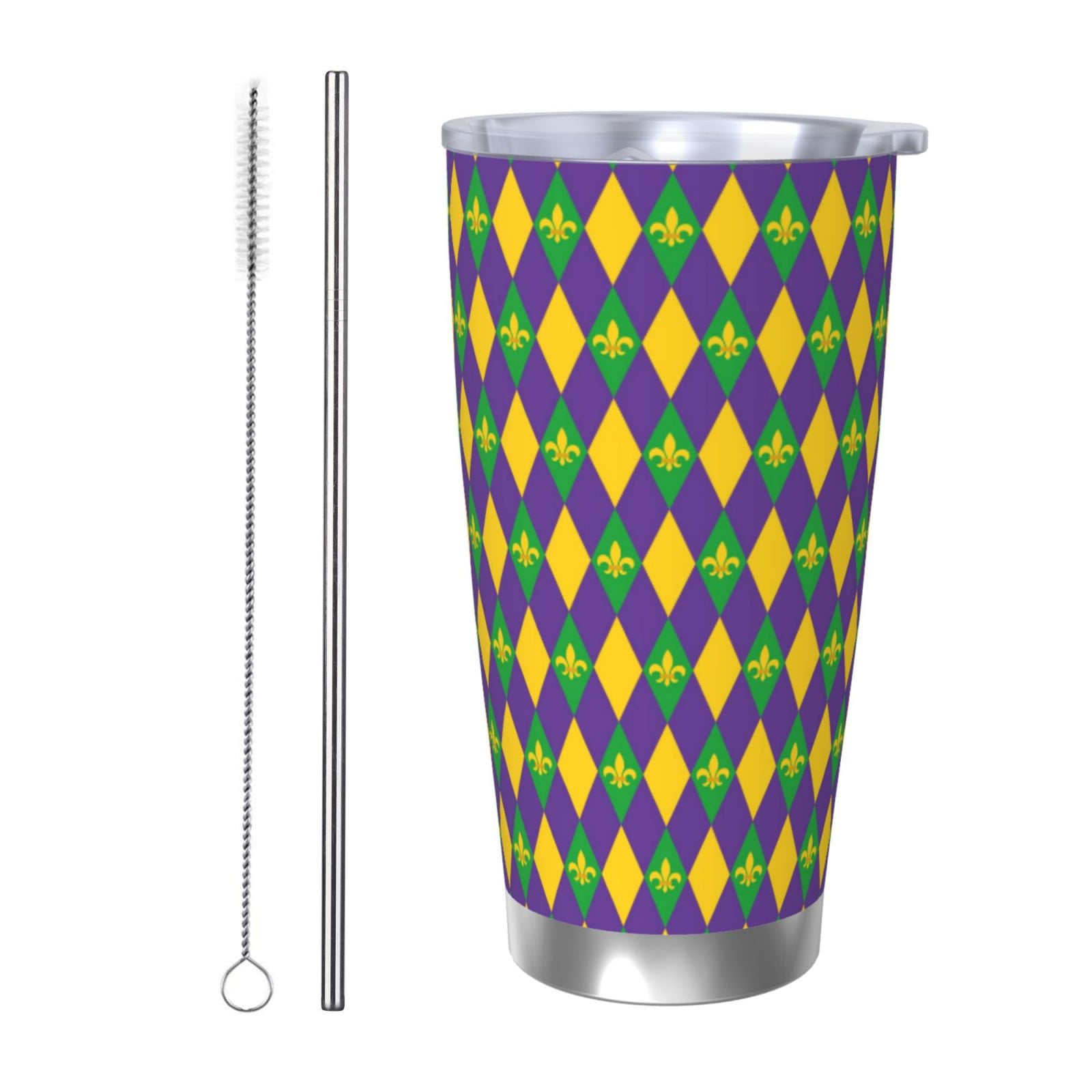 Derioi Mardi Gras for 20oz Tumbler with Lid for Hot and Cold Beverages ...