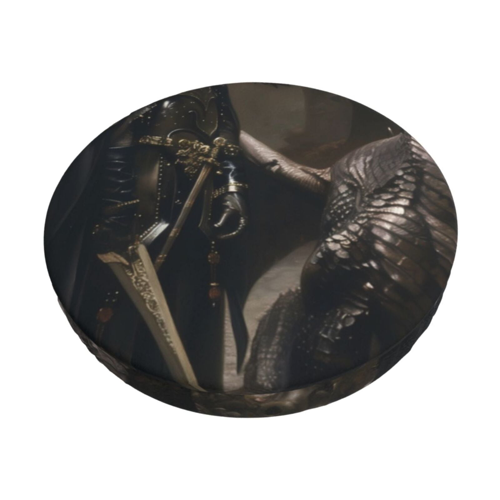 Derioi Medieval Knight And Dragon for Round Bar Chair Cushion Cover ...