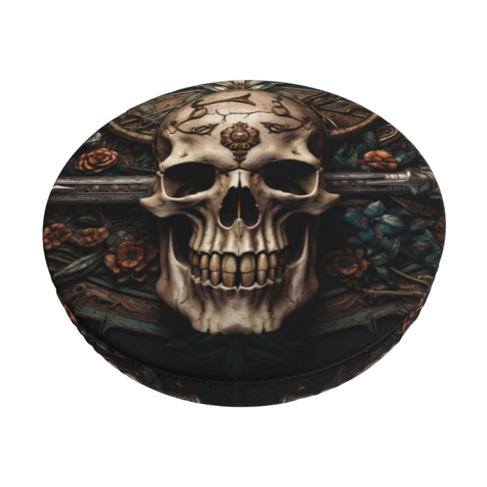 Derioi Metal Style Horned Skull for Round Bar Chair Cushion Cover Round ...