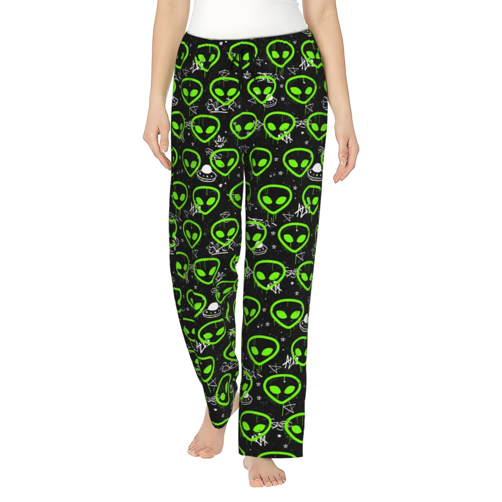 Derioi Monster Neon Head for Women's Pajama Pants with Pockets and ...
