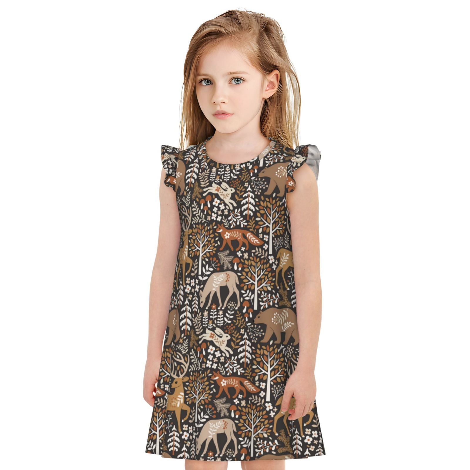 Derioi Moose fox bear leaf tree for Girls Nightgowns Night Dress ...