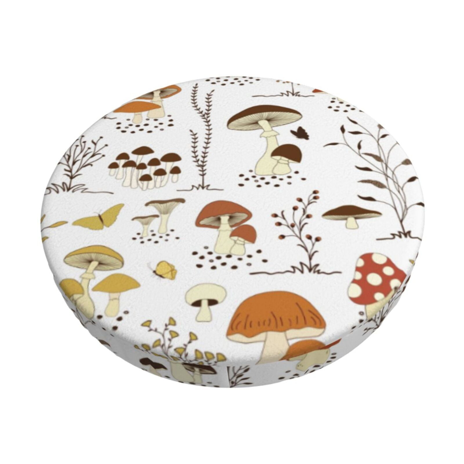 Derioi Mushrooms And Butterflies for Round Bar Chair Cushion Cover ...