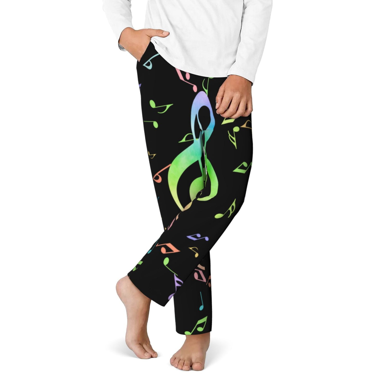 Derioi Music Notes for Pajama Pants Men Elastic Waistband Sleep Pajama ...