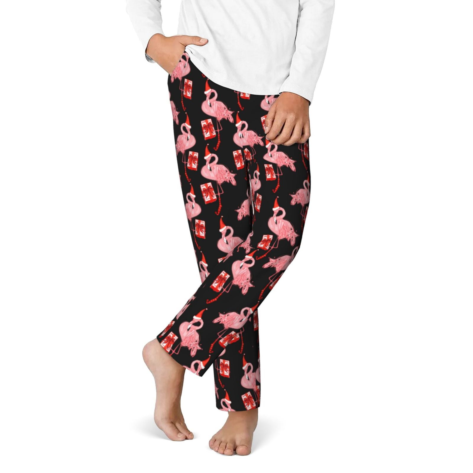 Derioi New Year Flamingo for Pajama Pants Men Elastic Waistband Sleep Pajama Pant Pj Pants for ...