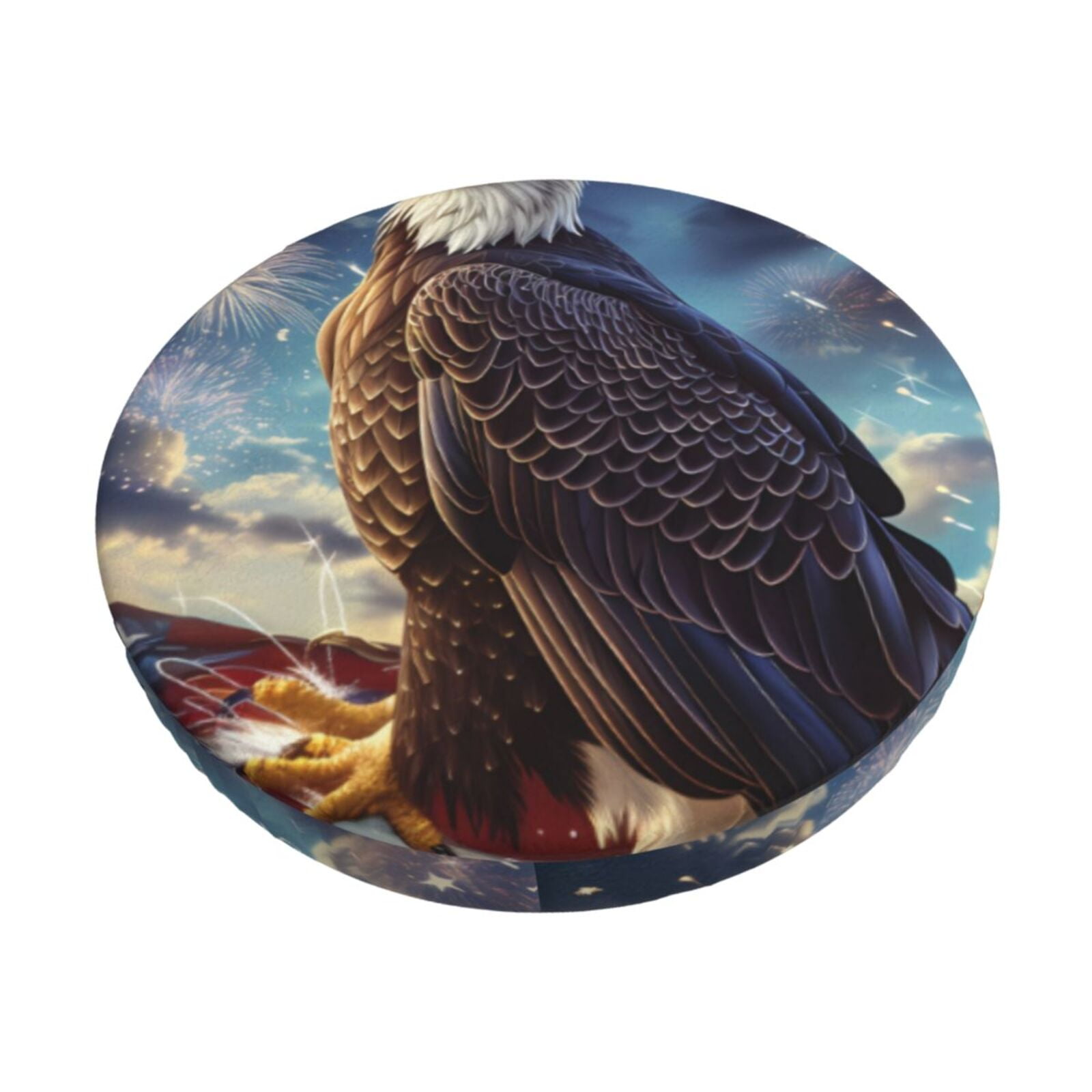 Derioi Night Sky Bald Eagle for Round Bar Chair Cushion Cover Round Stool Cover Perfect Fit for ...