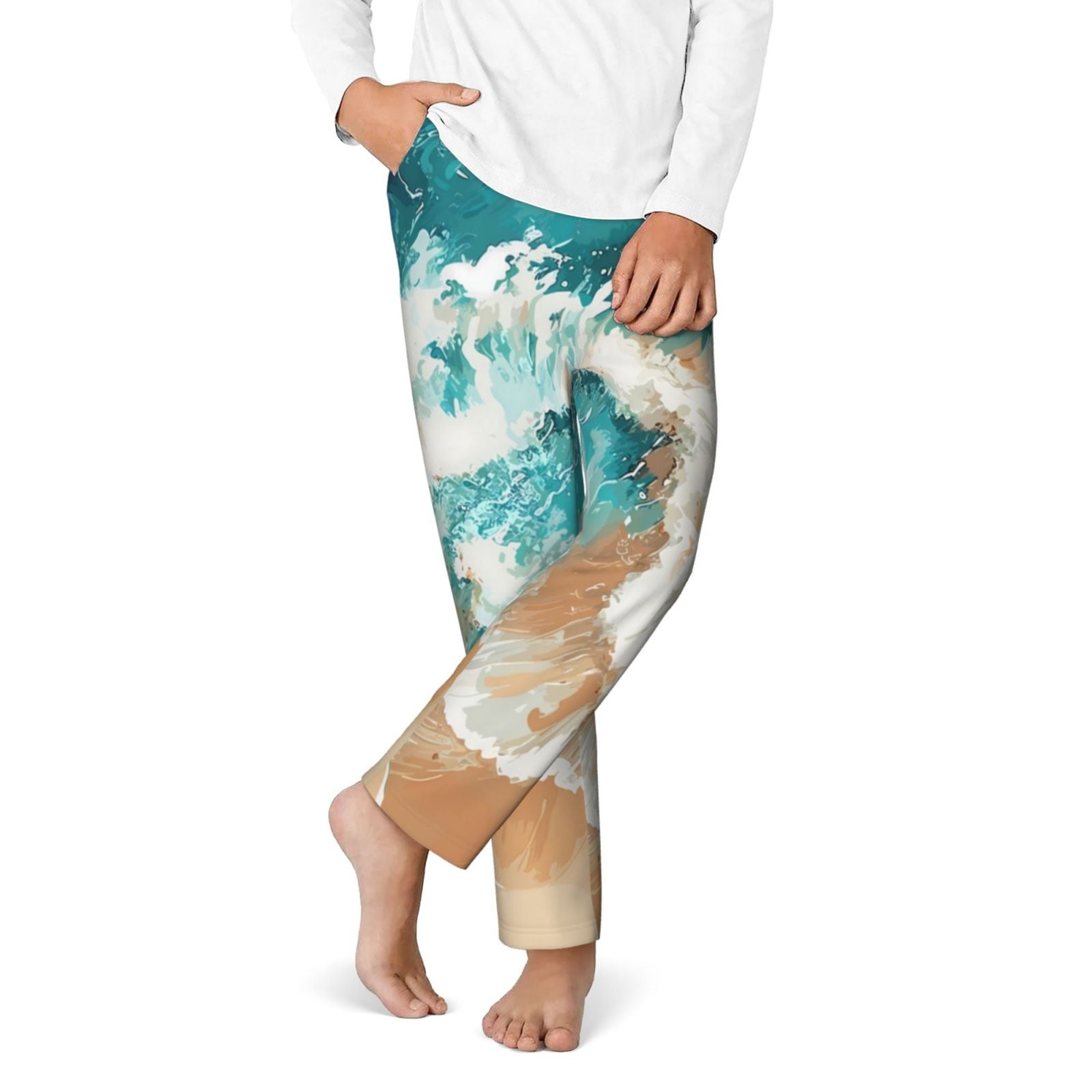 Derioi Ocean Wave Crash for Pajama Pants Men Elastic Waistband Sleep ...