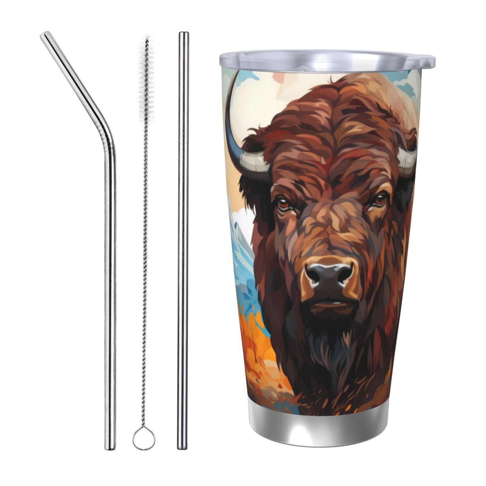 Derioi Oil Painting Style Iceberg Yak for 20oz Tumbler with Lid for Hot ...