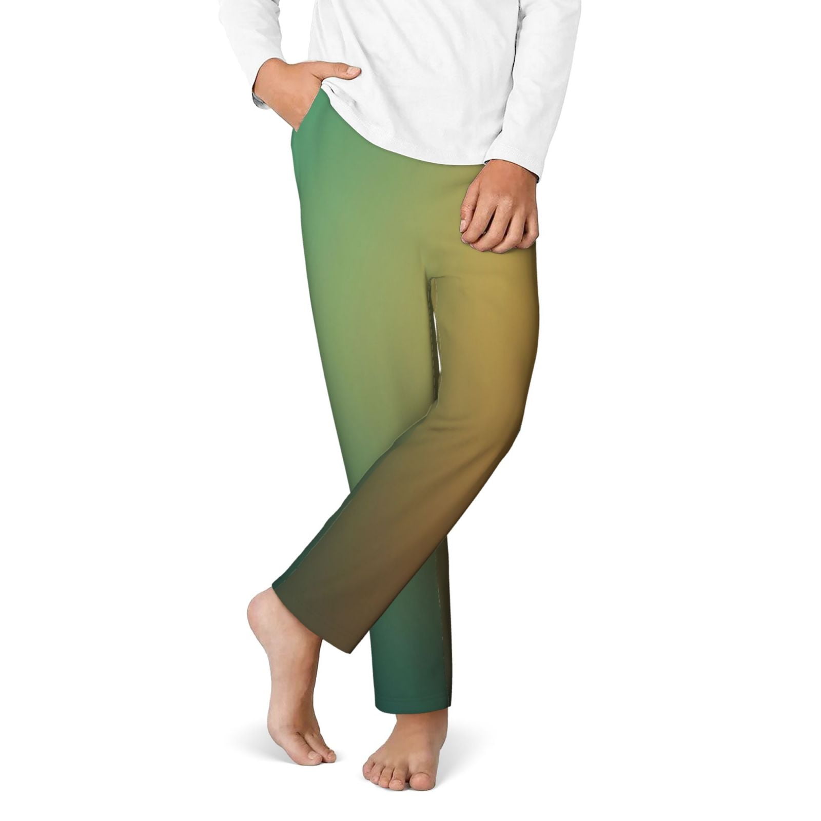 Derioi Orange To Teal Gradient for Pajama Pants Men Elastic Waistband ...