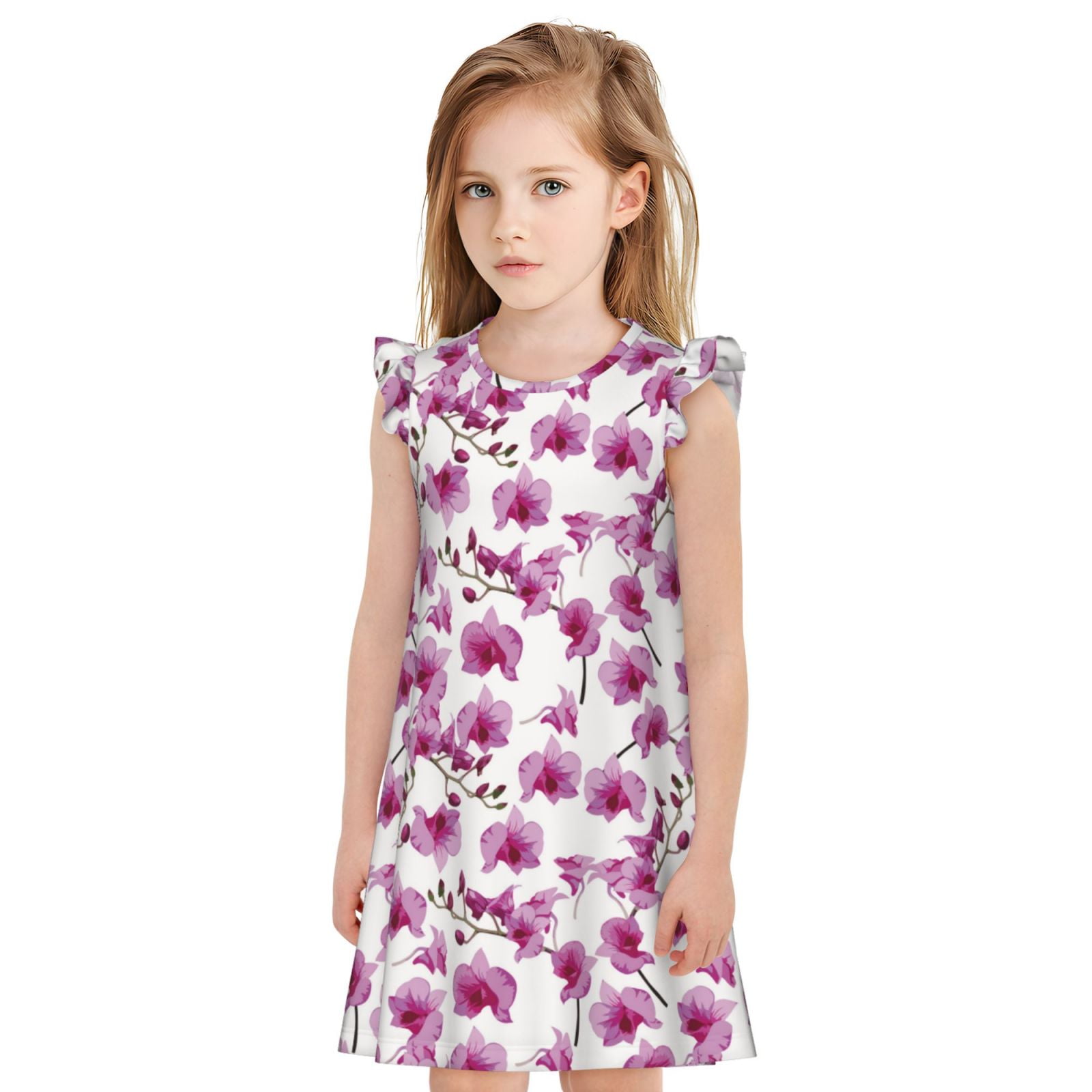 Derioi Orchids Flowers for Girls Nightgowns Night Dress Sleepwear ...