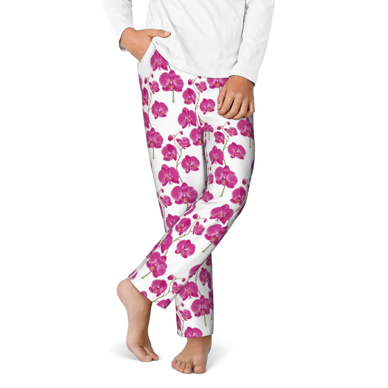Derioi Orchids Flowers for Pajama Pants Men Elastic Waistband Sleep ...