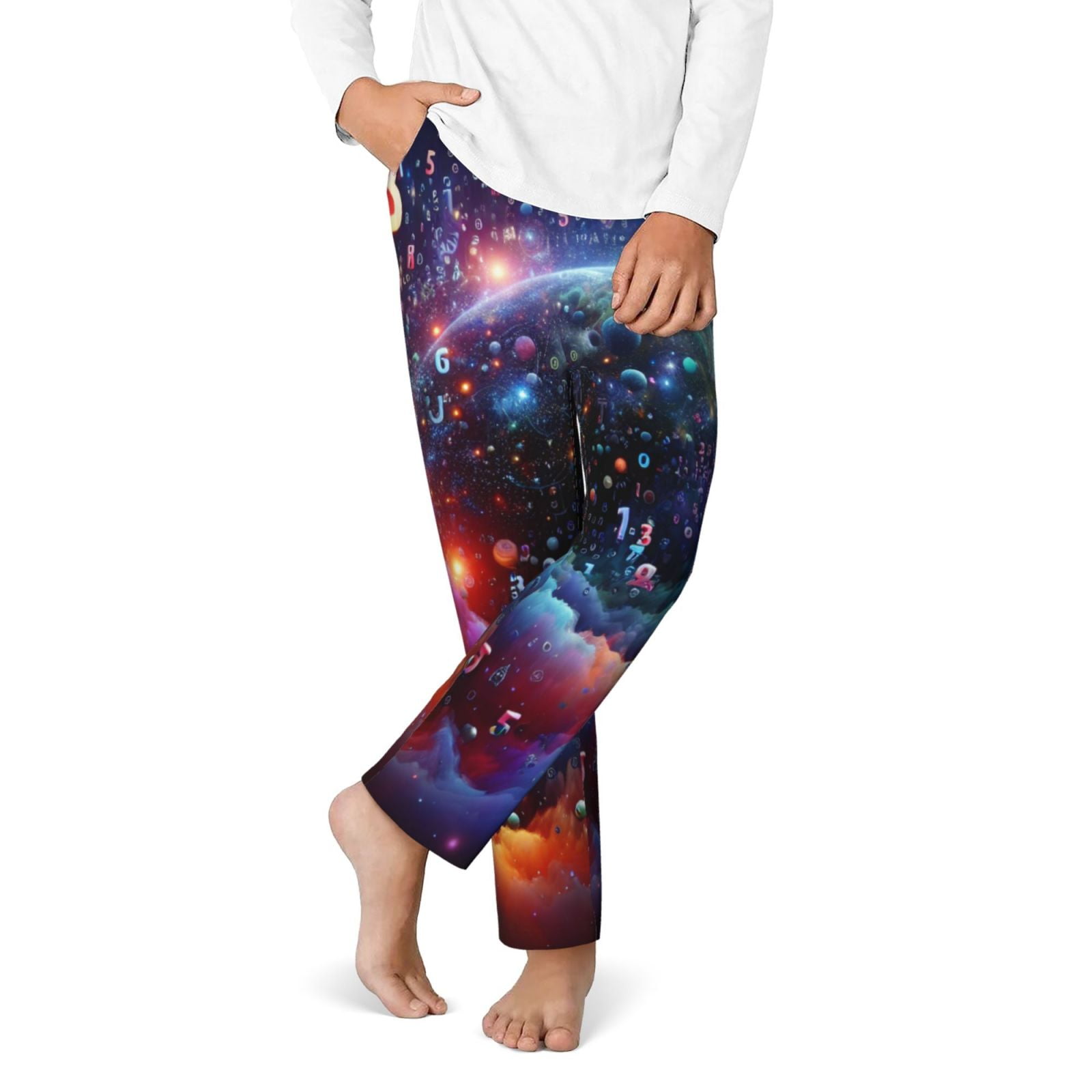 Derioi Outer Space Floating Numbers And Letters for Pajama Pants Men ...