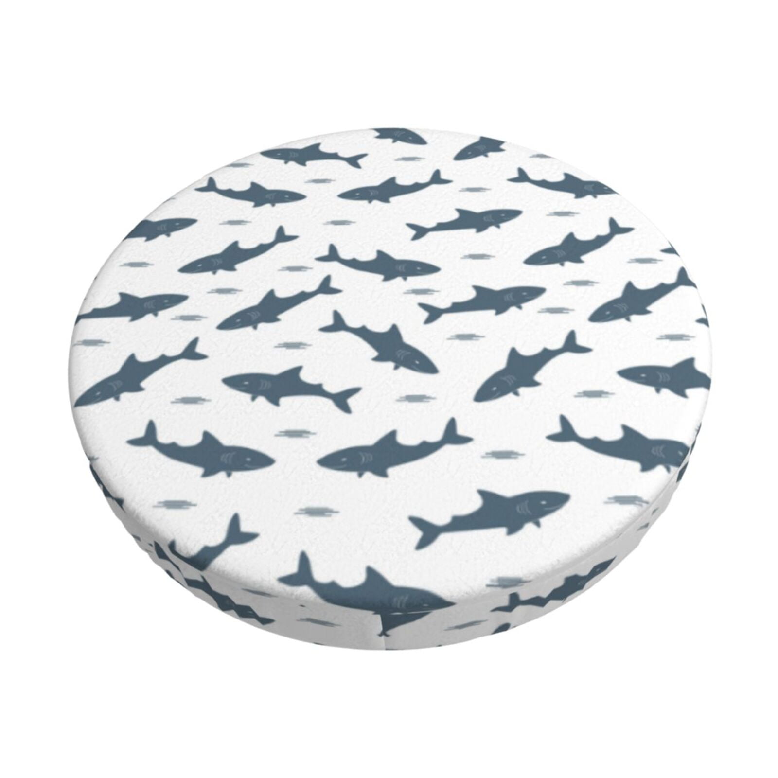 Derioi Party Shark Cute for Round Bar Chair Cushion Cover Round Stool ...