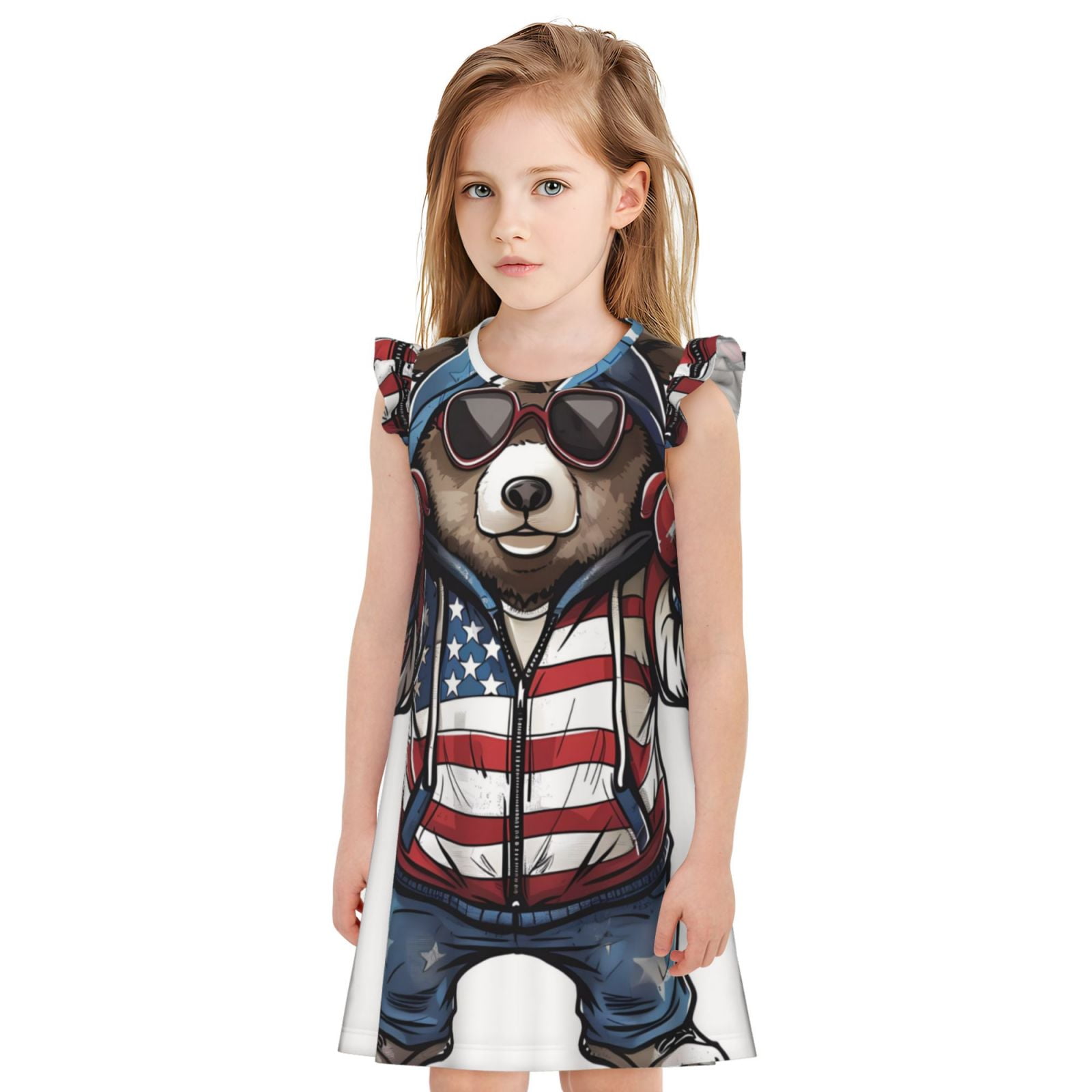Derioi Patriotic Boxing Bear Art for Girls Nightgowns Night Dress ...