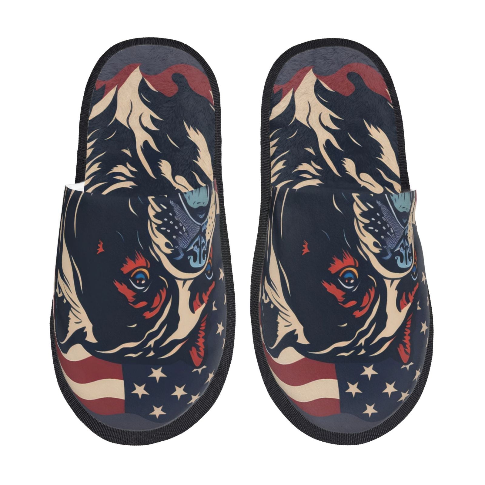 Derioi Patriotic Bulldog Art for Slippers Indoor Outdoor Anti-Skid Warm ...