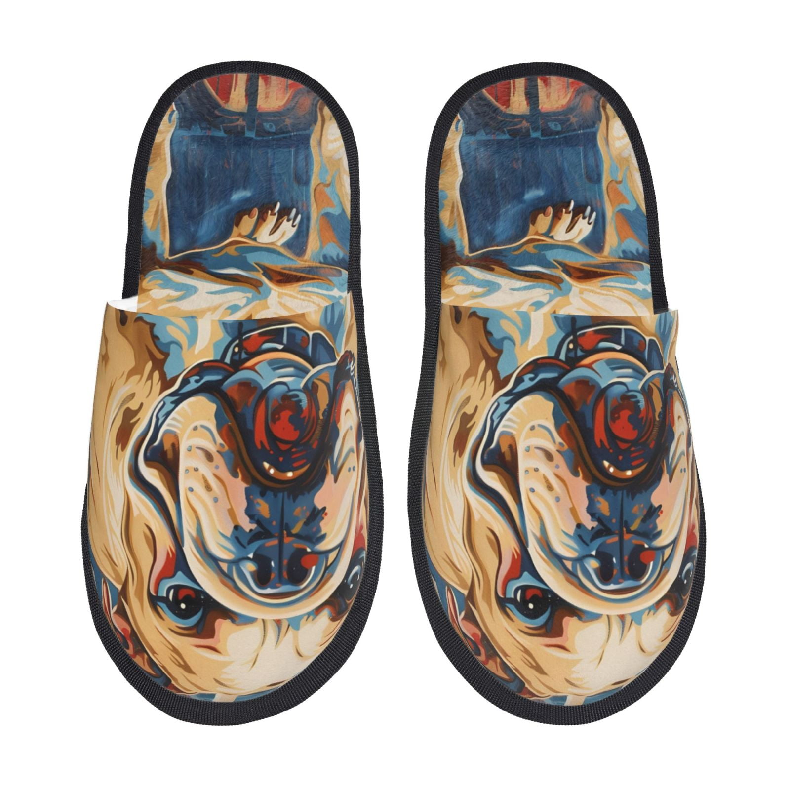 Derioi Patriotic Bulldog Welcome for Slippers Indoor Outdoor Anti-Skid ...