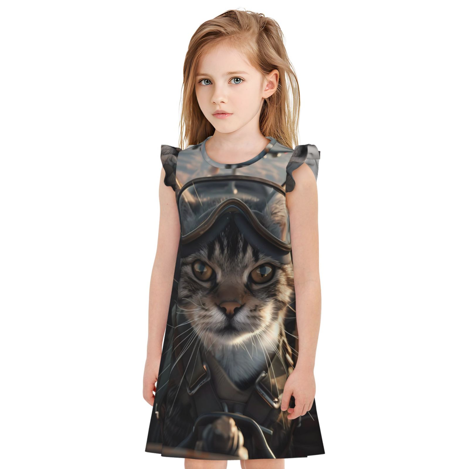 Derioi Pilot Cat In Vintage Plane for Girls Nightgowns Night Dress ...