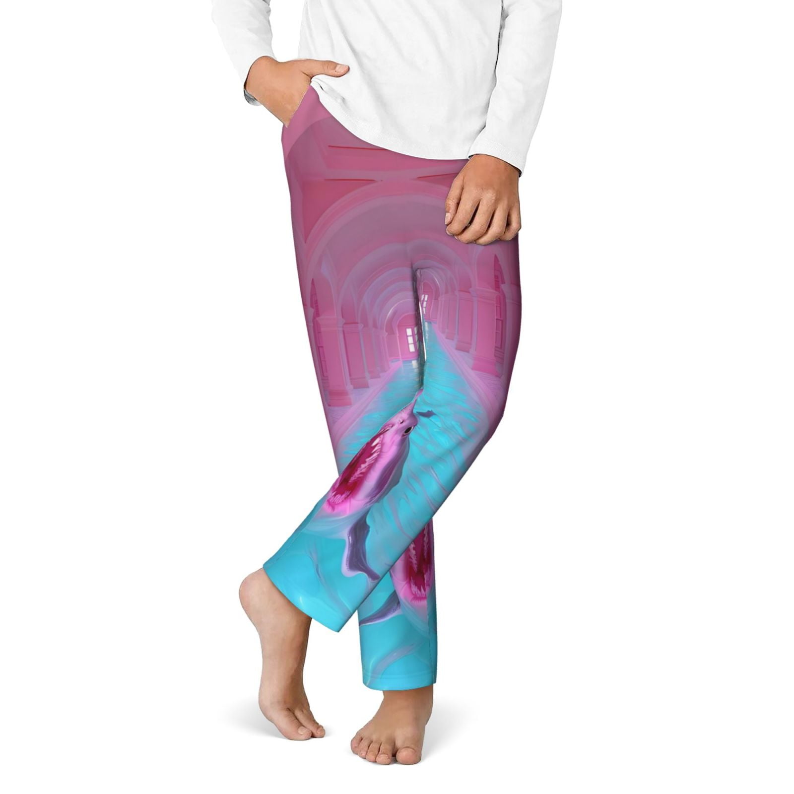 Derioi Pink Shark Pool Fantasy for Pajama Pants Men Elastic Waistband ...