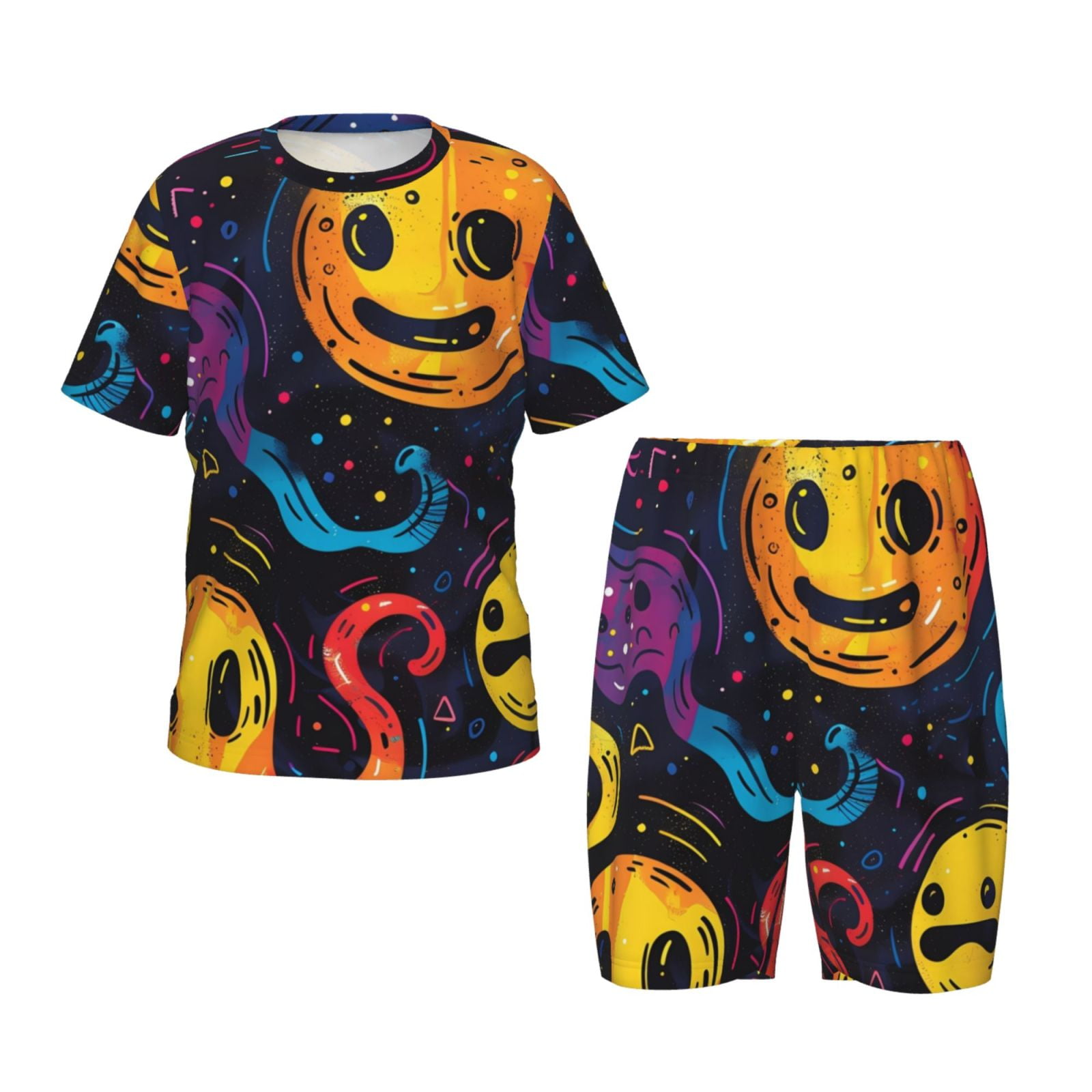 Derioi Playful Ghosts Night Sky for Short-Sleeved Summer Pajama Set for ...