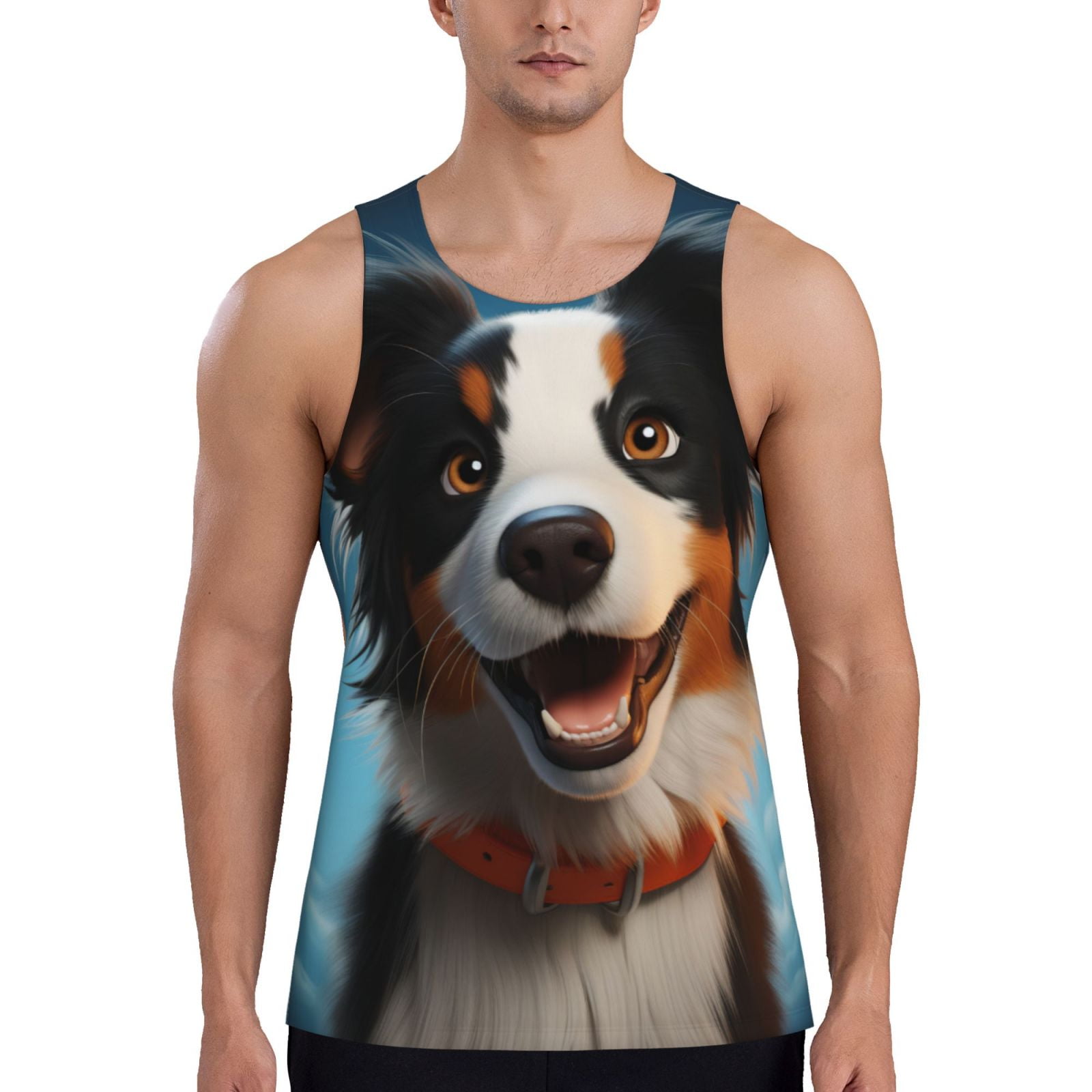 Derioi Playful Smile Cute Dog for Men's Workout Tank Top Muscle Gym ...
