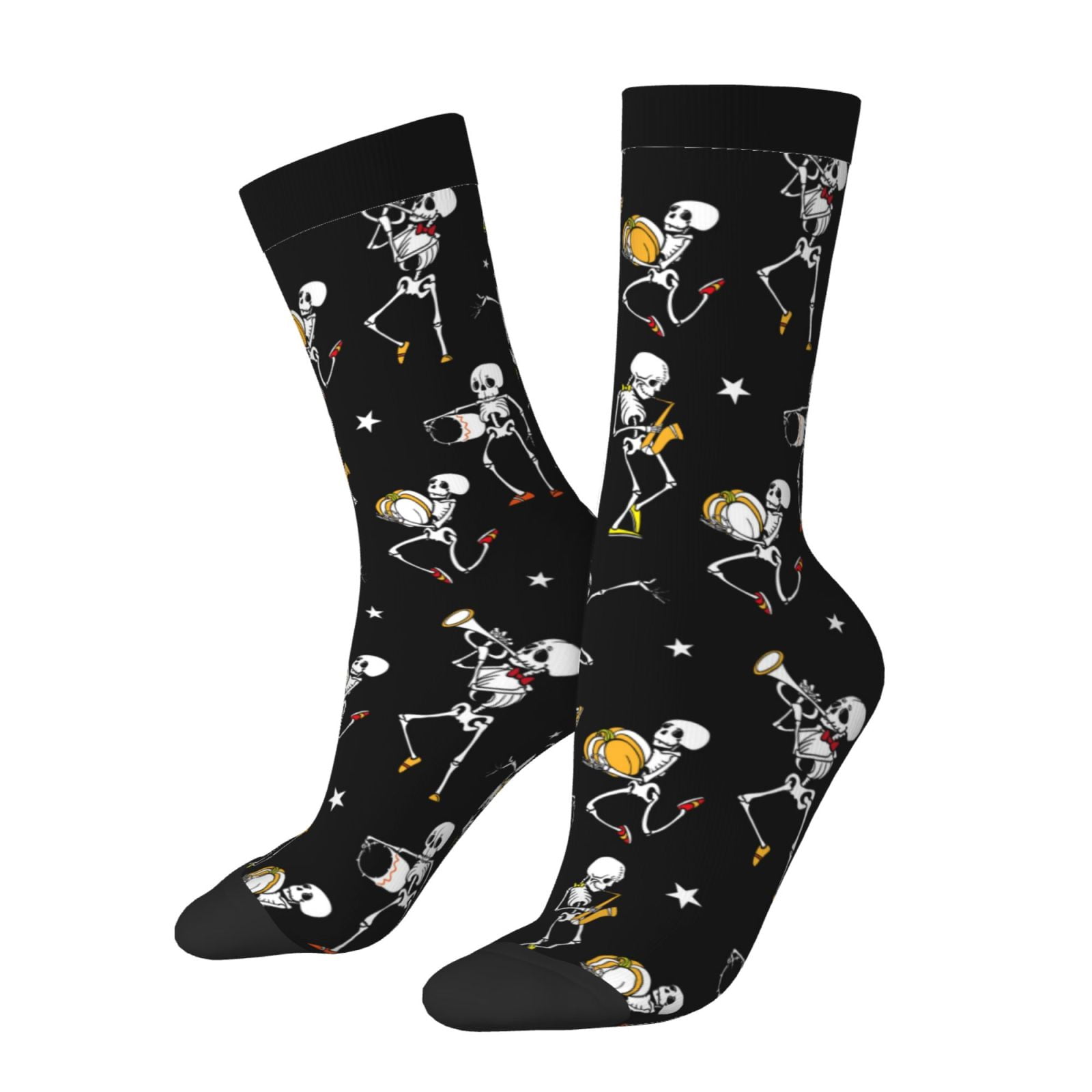Derioi Playing Music Skeletons Printed Middle Tube Socks for Adults for ...