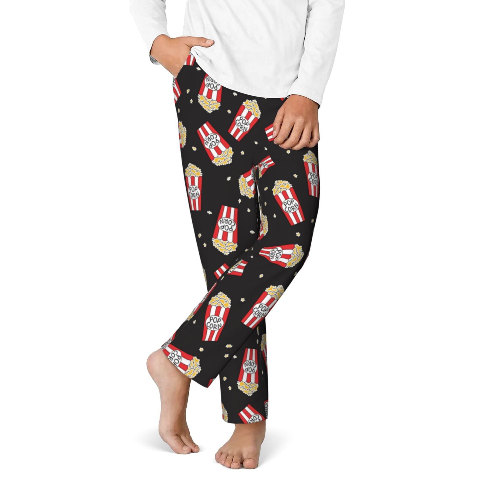 Derioi Popcorn for Pajama Pants Men Elastic Waistband Sleep Pajama Pant ...