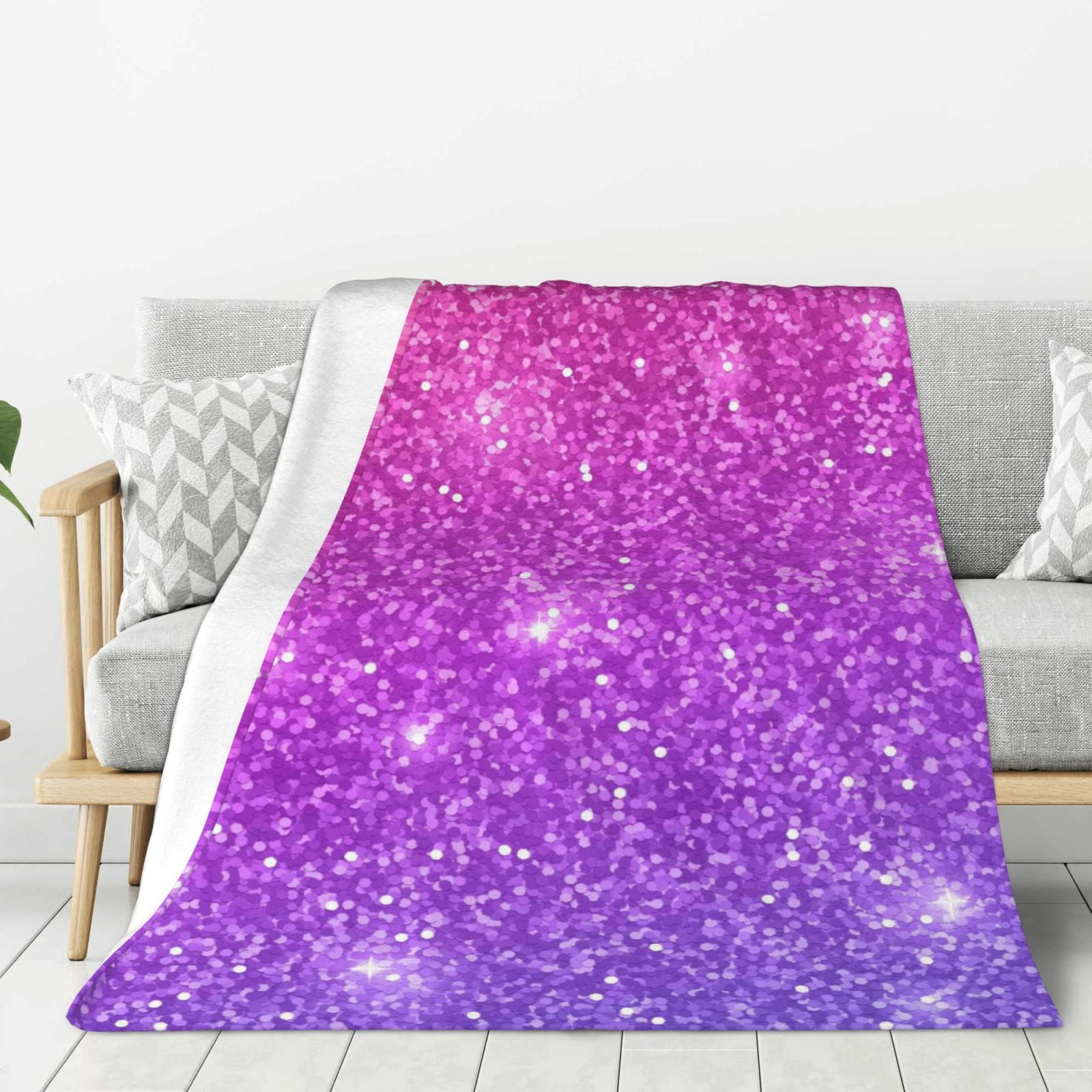 Derioi Purple Glitter for Fleece Throw Blanket ,for Couch Sofa Warm ...