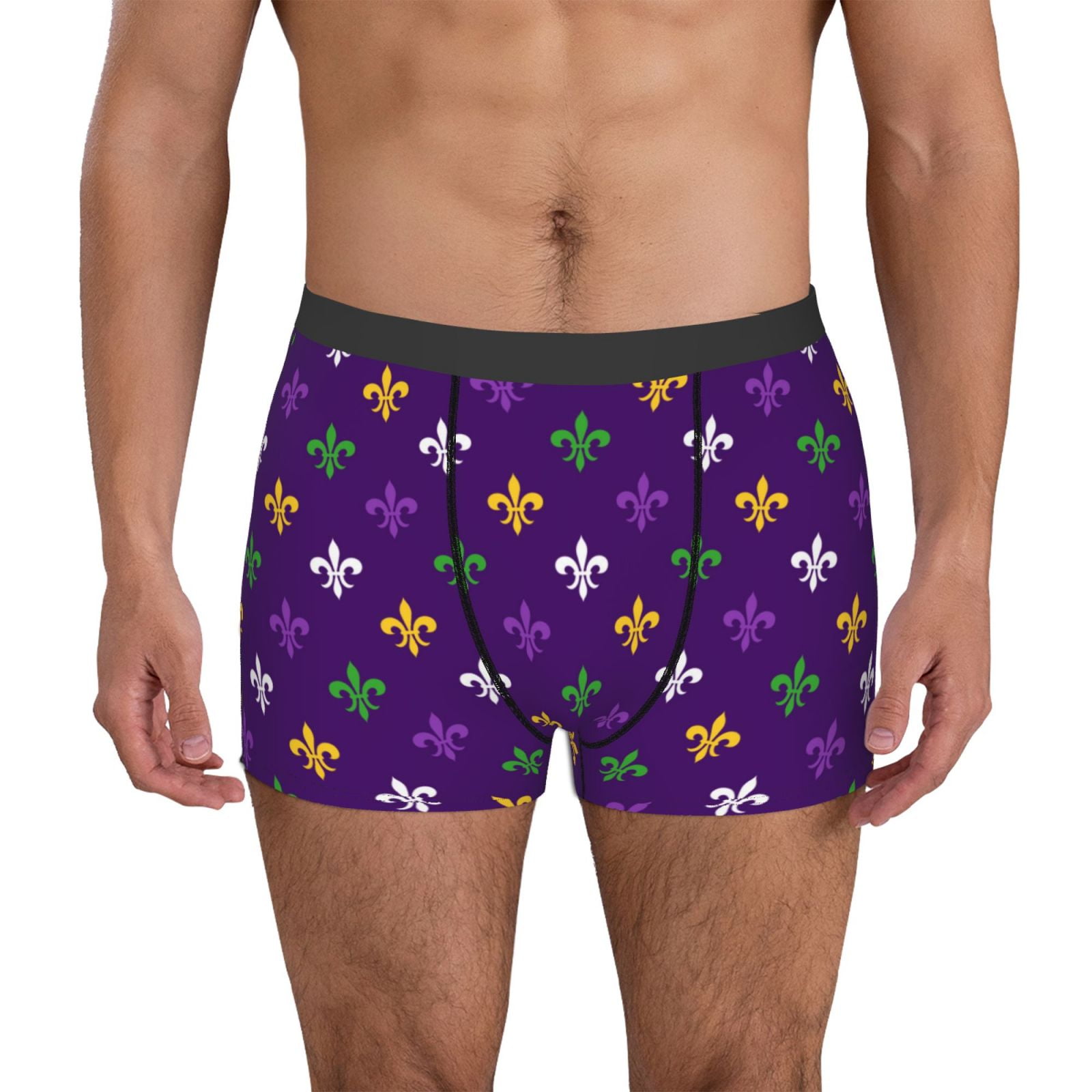 Derioi Purple Mardi Gras Pattern Men' Soft Mid-Rise Boxer Briefs Soft ...