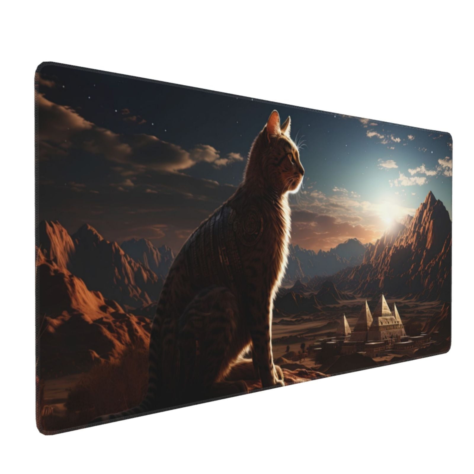 Derioi Pyramid Desert Cat for Large Non-Slip Gaming Mouse Pad 16"x35.5 ...