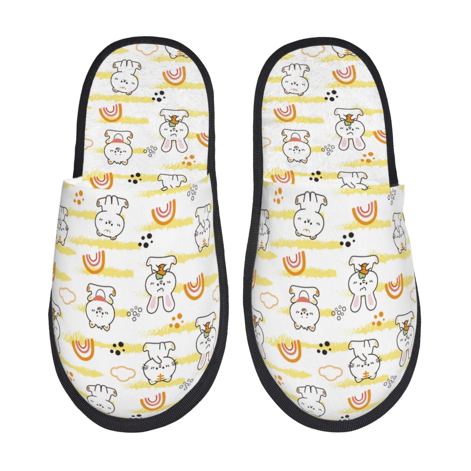 Derioi Rabbit And Milk Tea for Slippers Indoor Outdoor Anti-Skid Warm ...