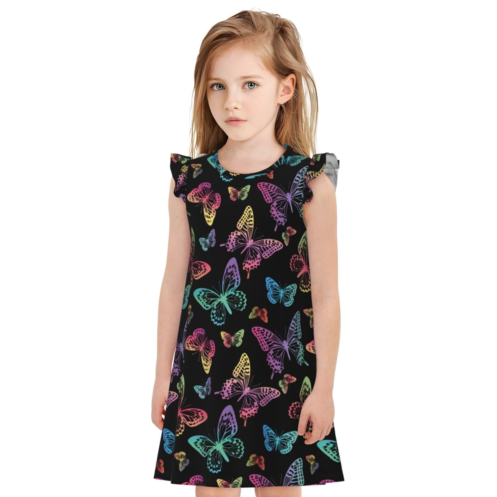 Derioi Rainbow Butterflies for Girls Nightgowns Night Dress Sleepwear ...