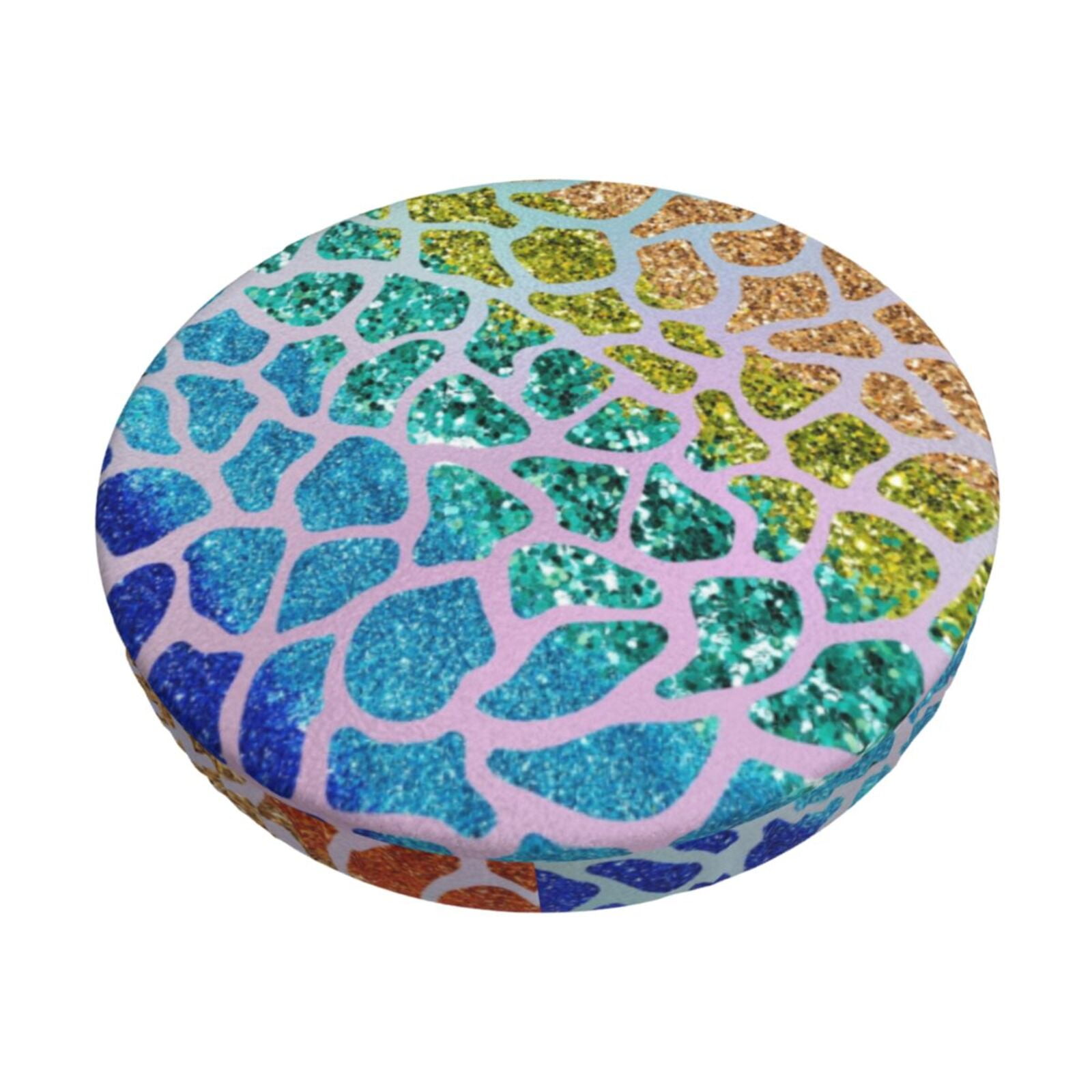 Derioi Rainbow Glitter for Round Bar Chair Cushion Cover Round Stool ...