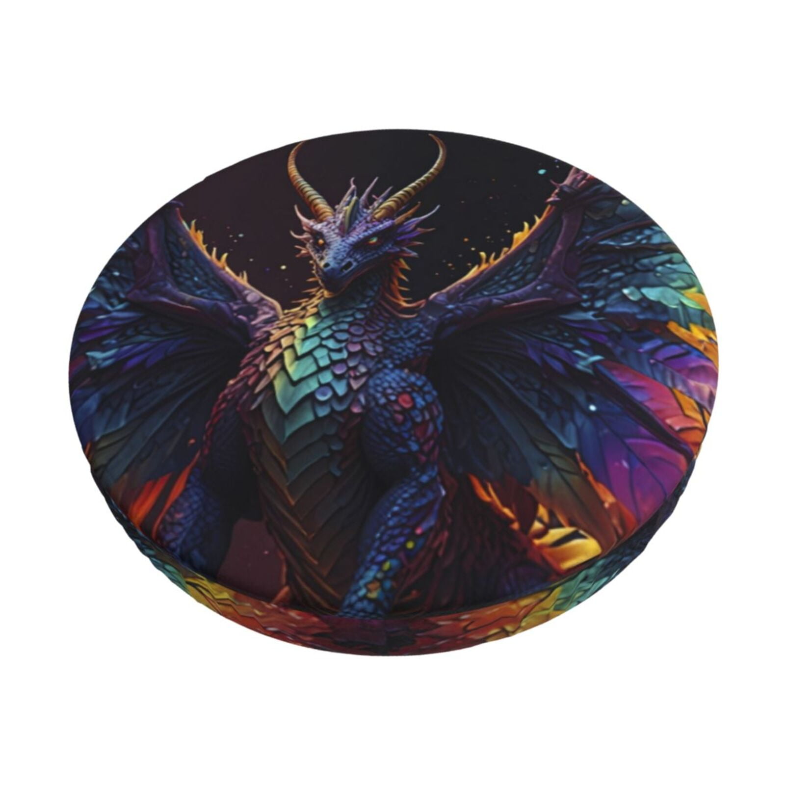 Derioi Rainbow Wings Majestic Dragon for Round Bar Chair Cushion Cover ...