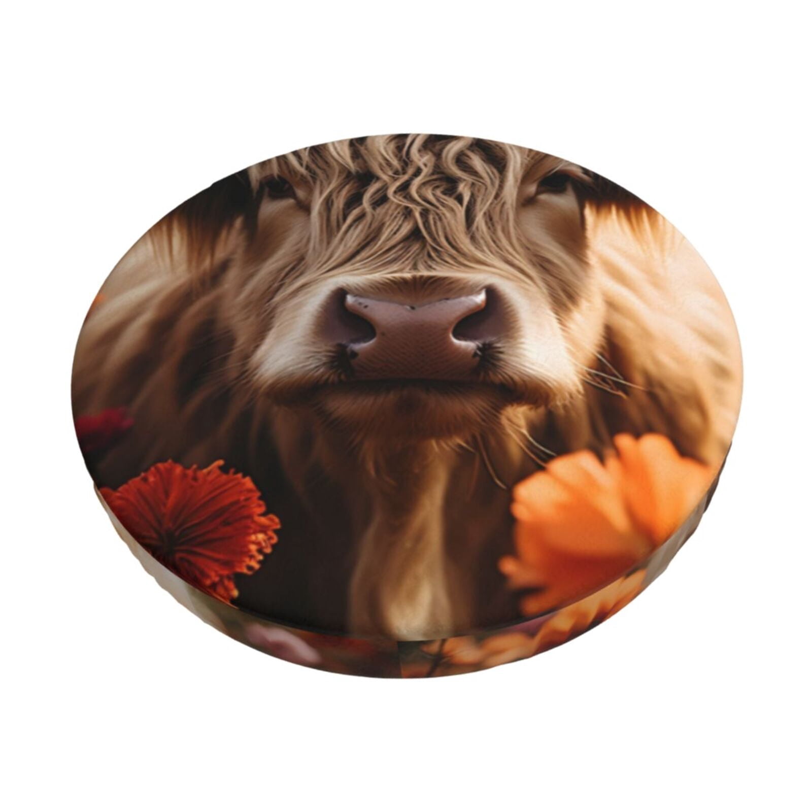 Derioi Realistic Flower Cow for Round Bar Chair Cushion Cover Round ...