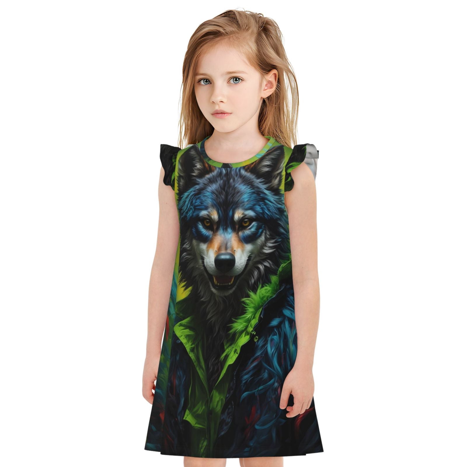 Derioi Realistic Style Wolf Warrior for Girls Nightgowns Night Dress ...