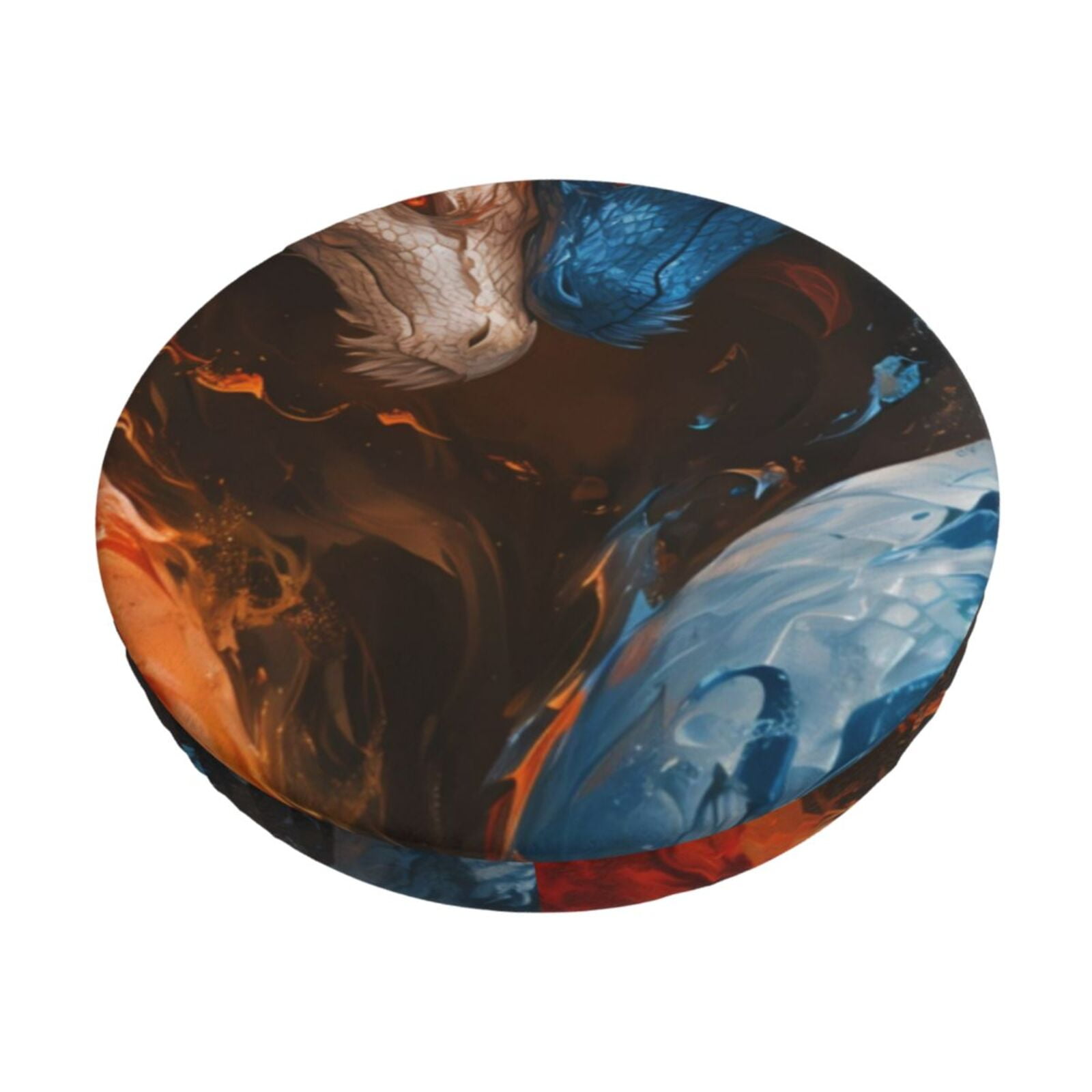 Derioi Red And Blue Fire Dragon F for Round Bar Chair Cushion Cover ...