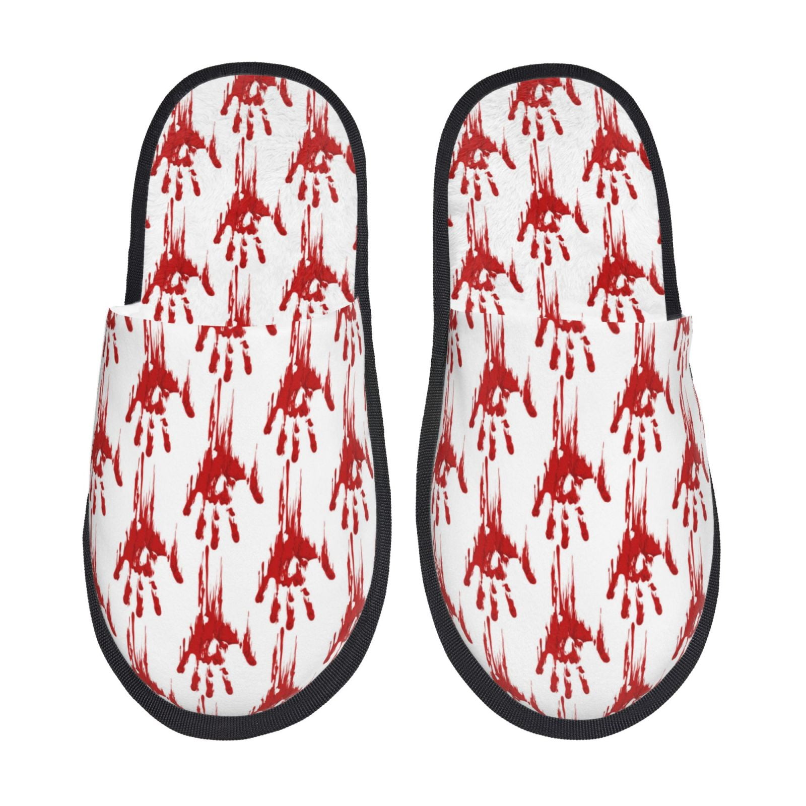 Derioi Red Bloody Scary Hands for Slippers Indoor Outdoor Anti-Skid Warm Cozy Slide Fuzzy Slides ...