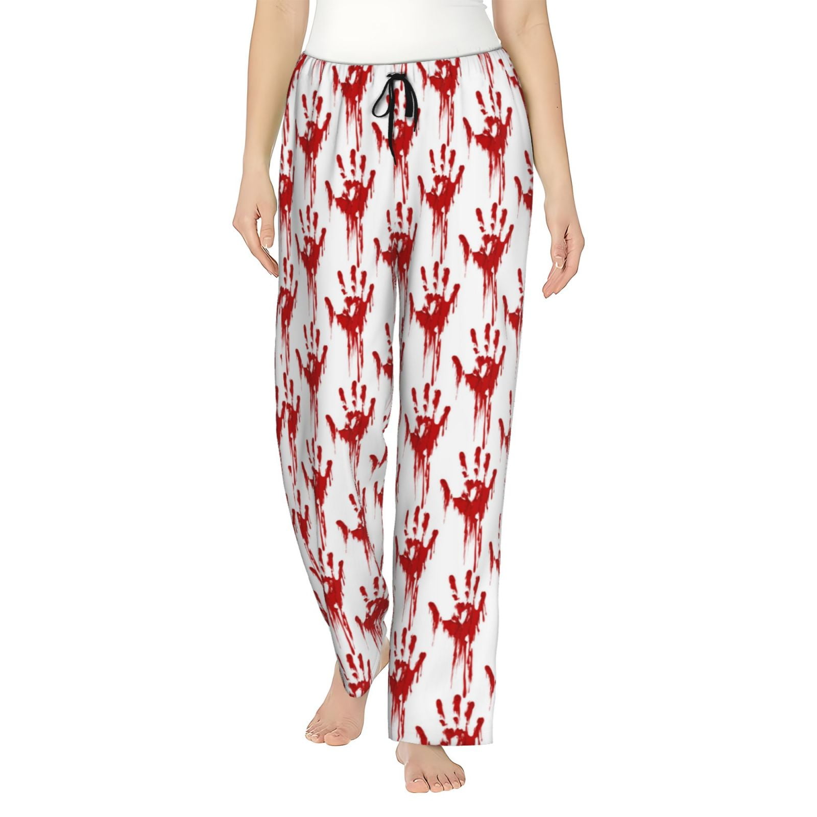 Derioi Red Bloody Scary Hands for Women's Pajama Pants with Pockets and ...