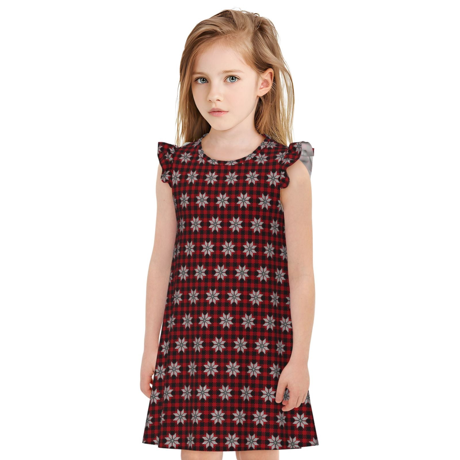 Derioi Red Buffalo Plaid Merry Christmas for Girls Nightgowns Night ...