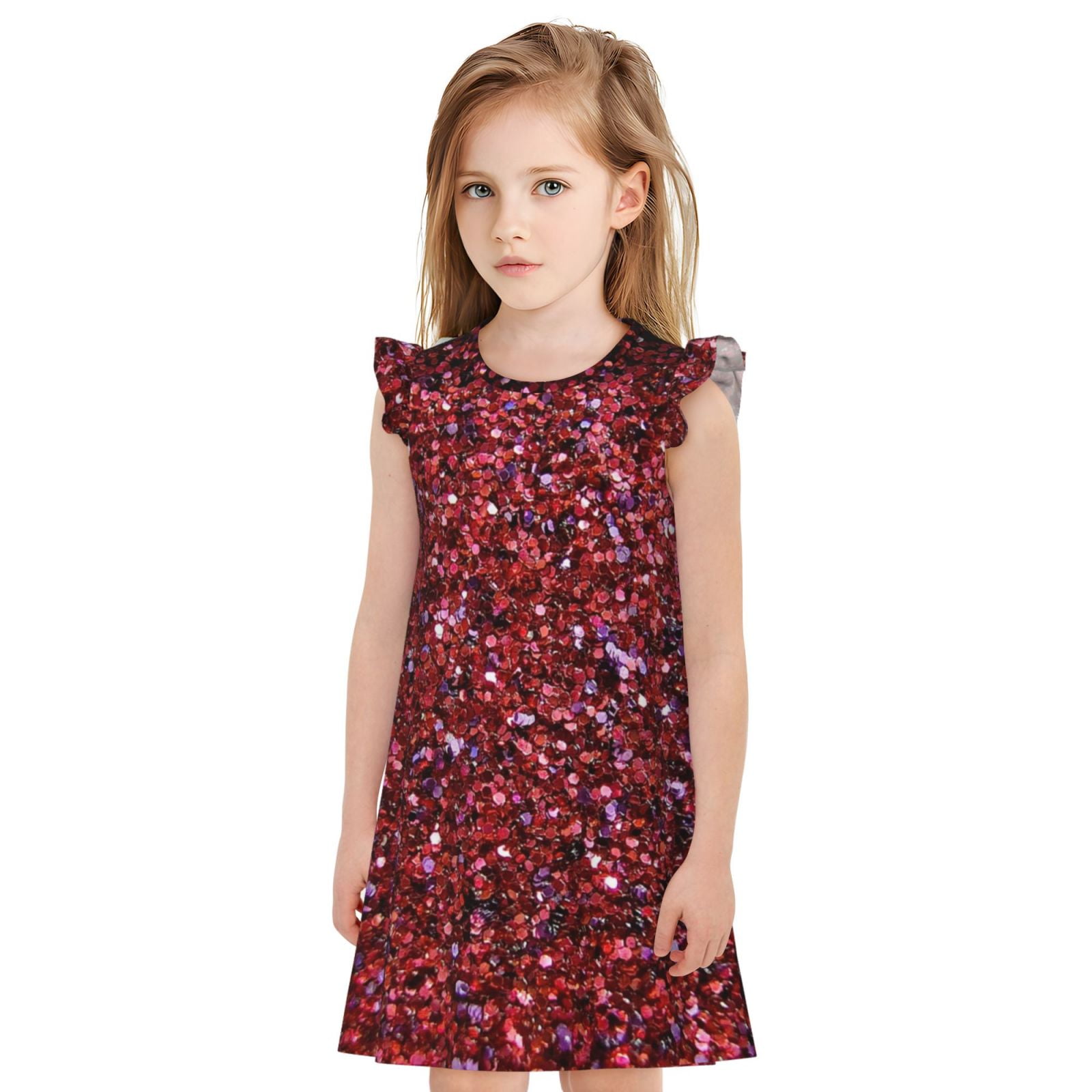 Derioi Red Glitter for Girls Nightgowns Night Dress Sleepwear Pajamas ...