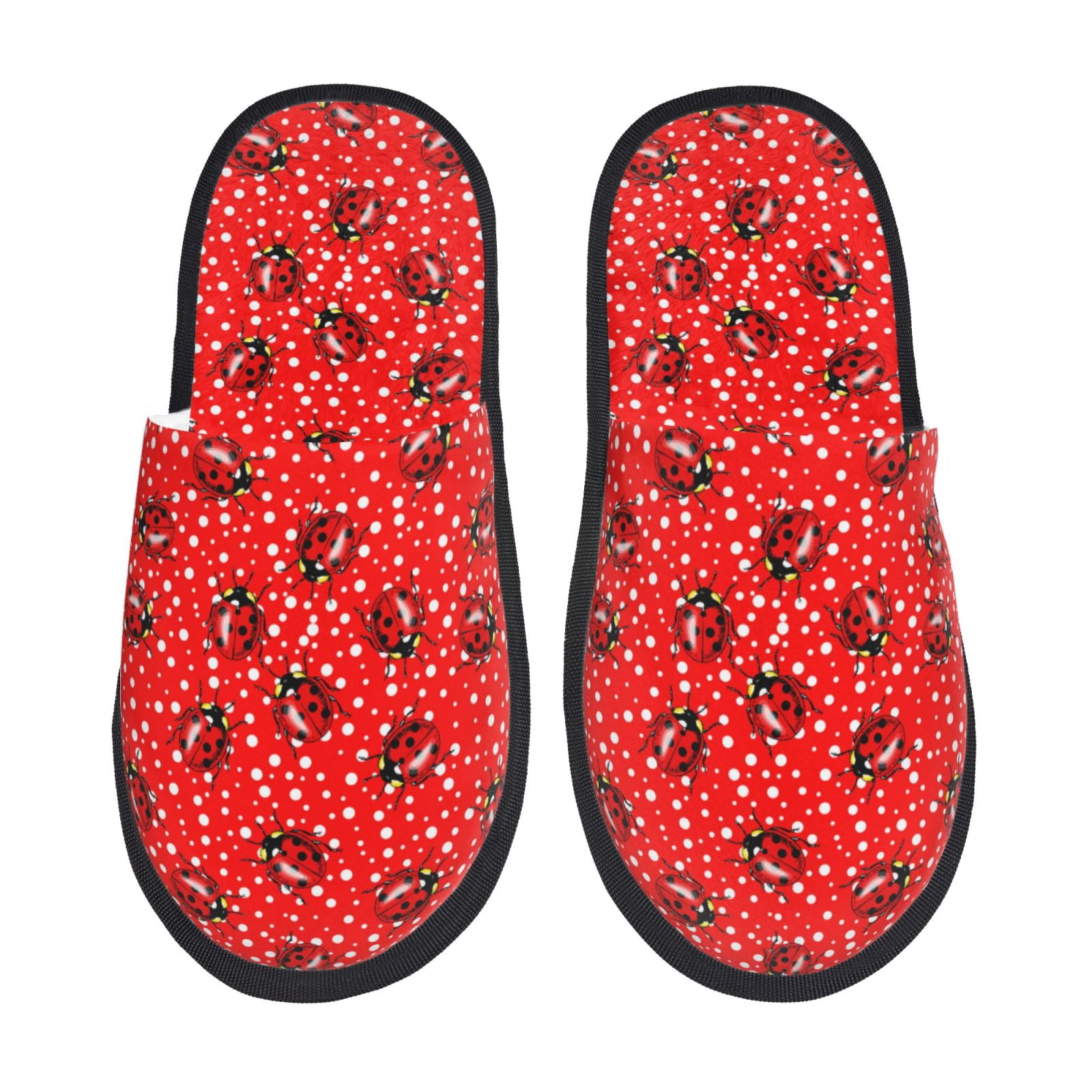 Derioi Red Ladybugs On White Dotted for Slippers Indoor Outdoor Anti ...