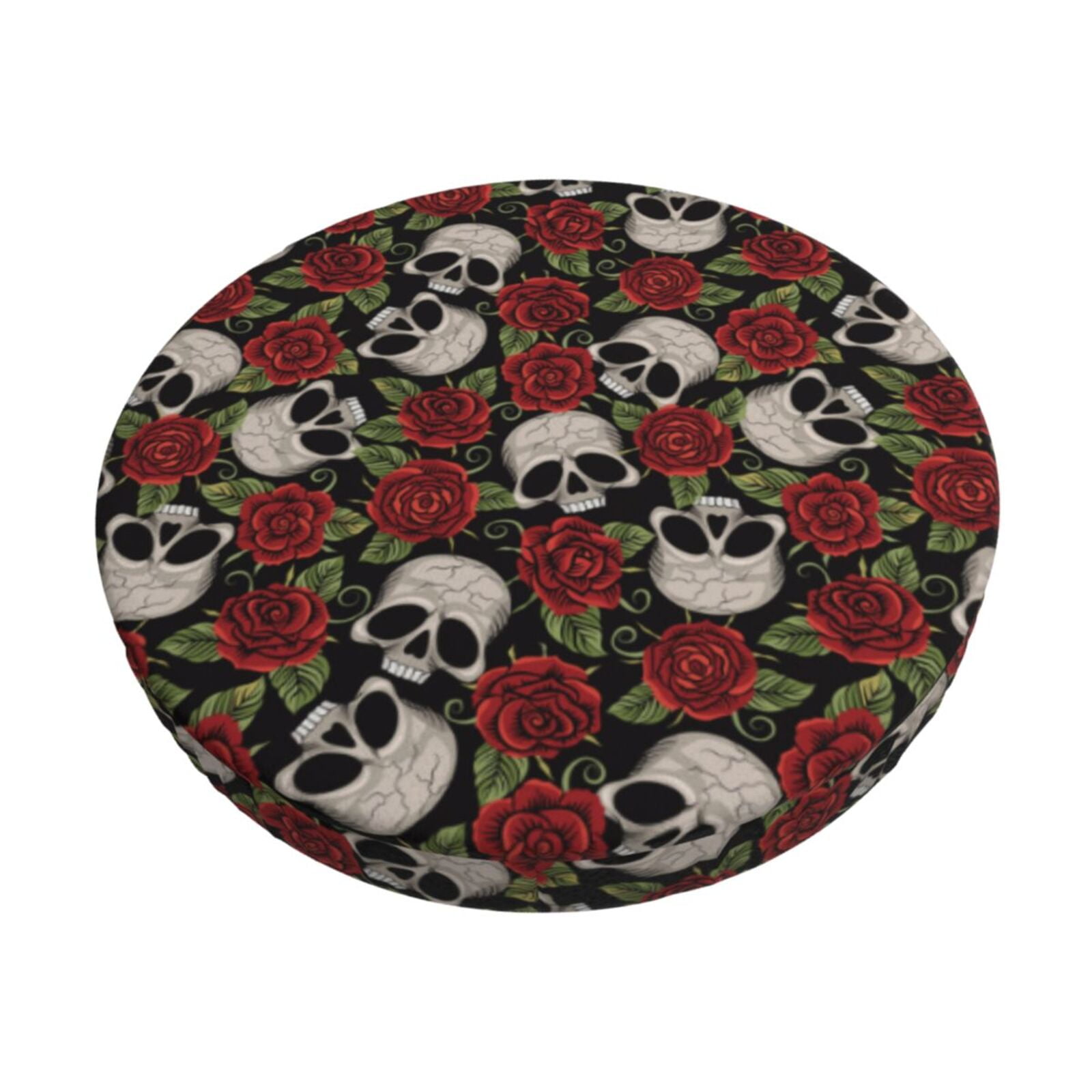 Derioi Red Rose Skull for Round Bar Chair Cushion Cover Round Stool ...