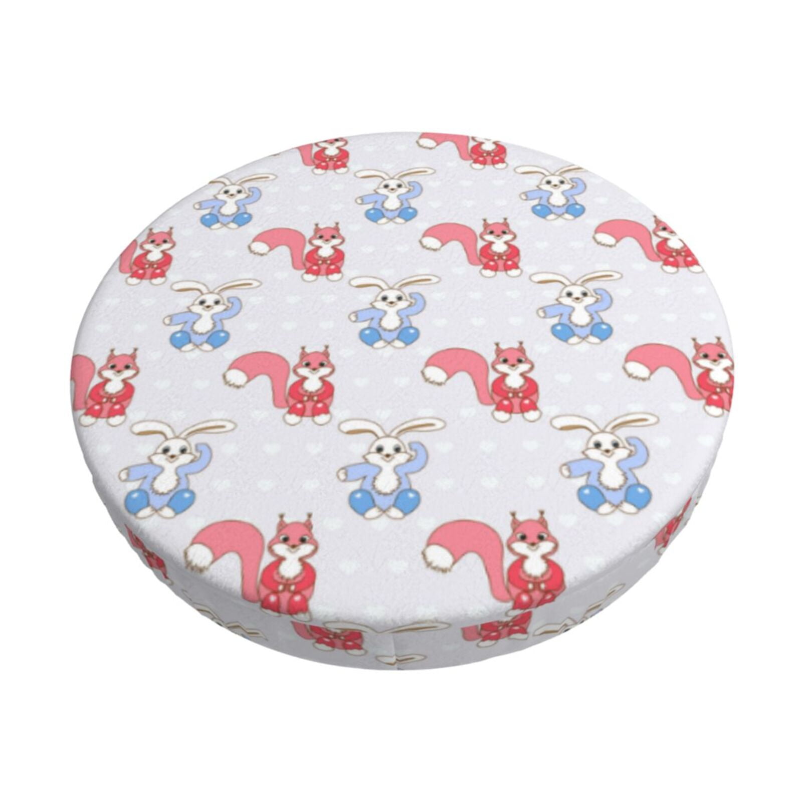 Derioi Red Squirrel And Blue Rabbit for Round Bar Chair Cushion Cover ...